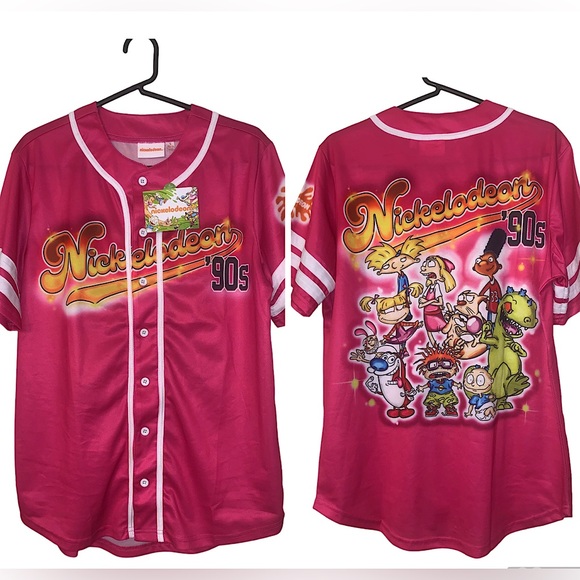 Nickelodeon | Tops | Nwt Pink Nickelodeon 9s Cartoon Jersey | Poshmark